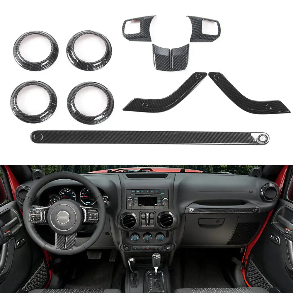 RT-TCZ Full Set Interior Decor cover Trim Kit for Jeep Wrangler JK 2011 ...