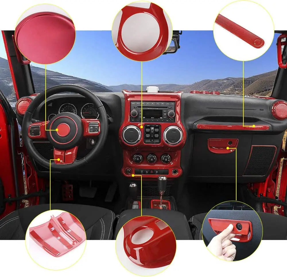 2011–2018 Jeep Wrangler JK JKU 21PCS Interior Trim Kit – Full Set– RT-TCZ