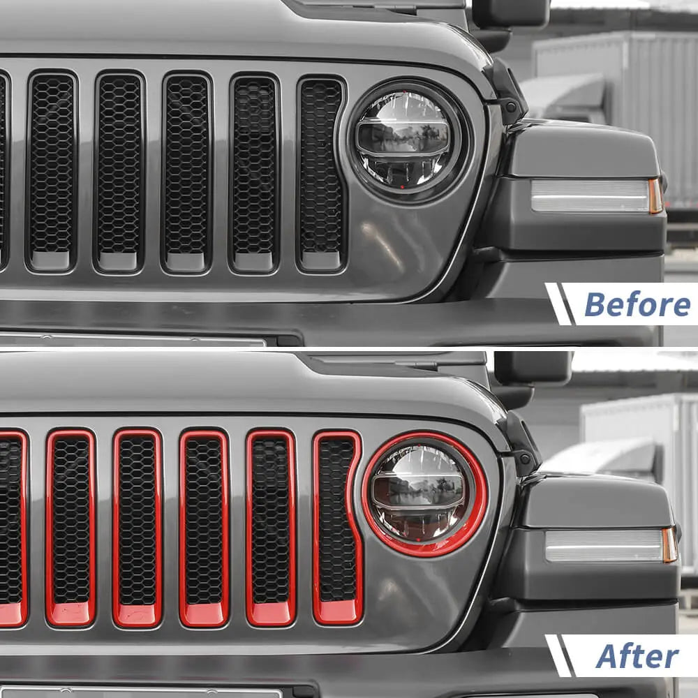 Front Grille Inserts & Headlight Bezels Trim for Jeep Wrangler JL ...