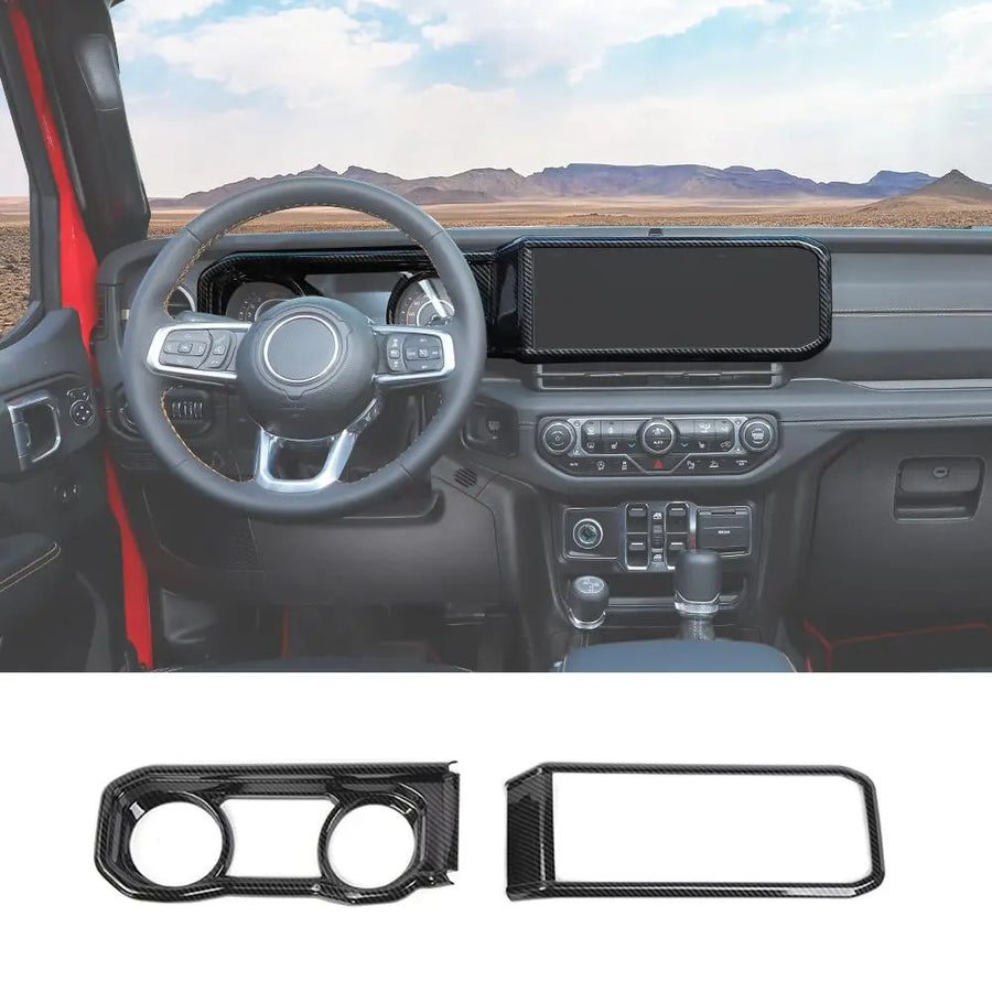 RT-TCZ 2x Dashboard Trim+Navigation Panel Cover Kit For Jeep Wrangler ...
