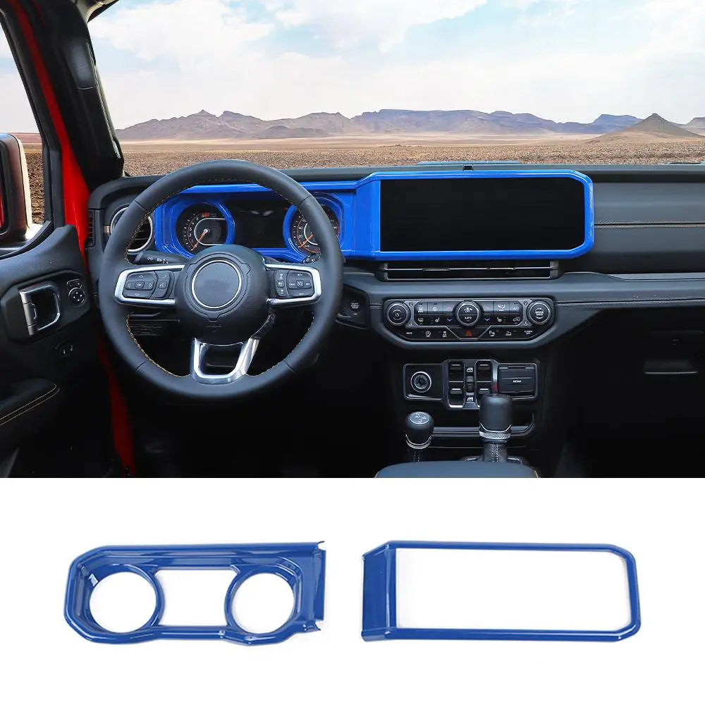 RT-TCZ 2x Dashboard Trim+Navigation Panel Cover Kit For Jeep Wrangler ...