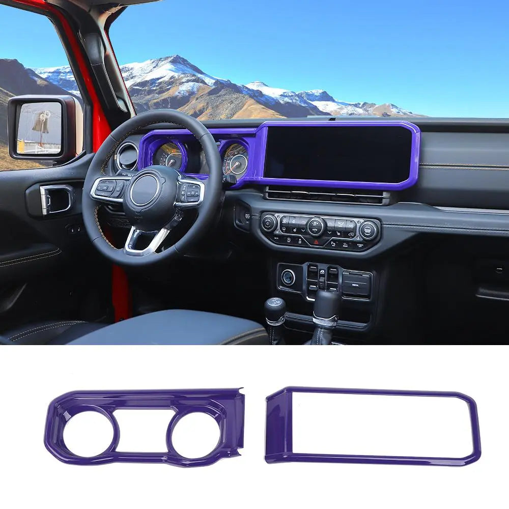 RT-TCZ 2x Dashboard Trim+Navigation Panel Cover Kit For Jeep Wrangler ...