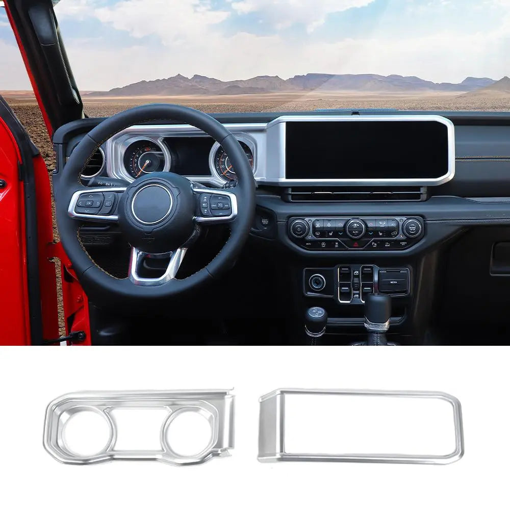 RT-TCZ 2x Dashboard Trim+Navigation Panel Cover Kit For Jeep Wrangler ...