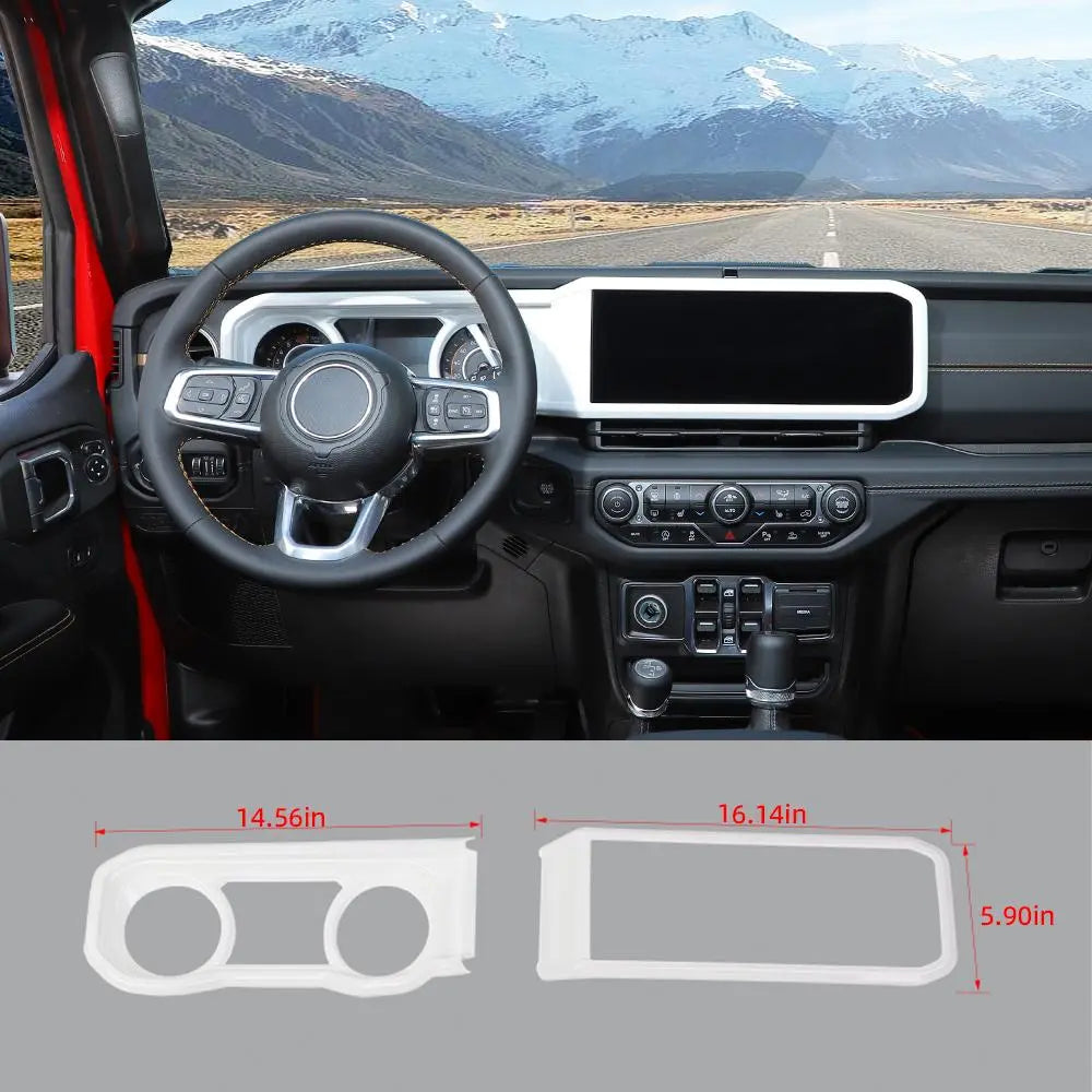 RT-TCZ 2x Dashboard Trim+Navigation Panel Cover Kit For Jeep Wrangler ...