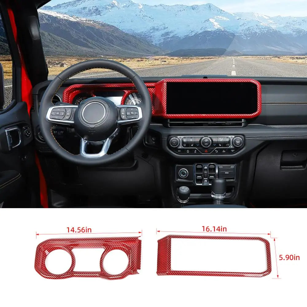 RT-TCZ 2x Dashboard Trim+Navigation Panel Cover Kit For Jeep Wrangler ...