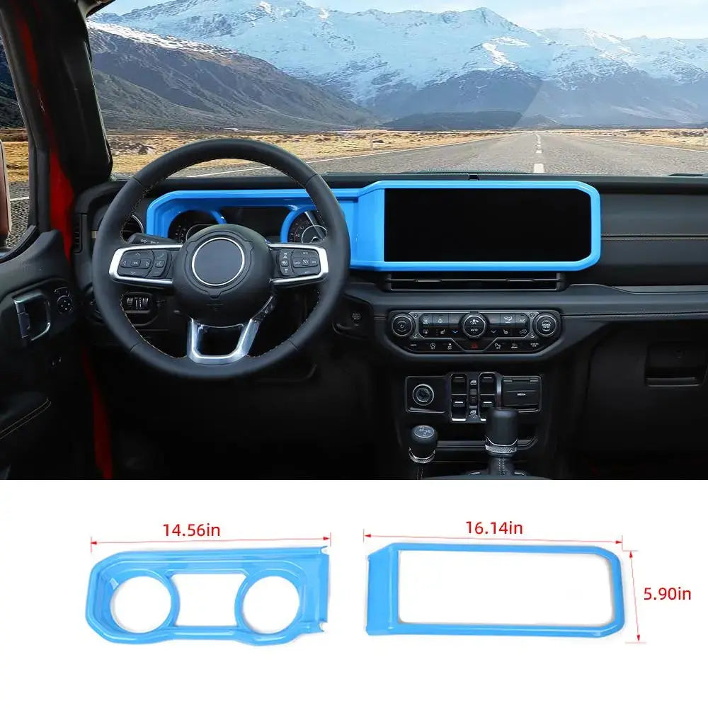 RT-TCZ 2x Dashboard Trim+Navigation Panel Cover Kit For Jeep Wrangler ...