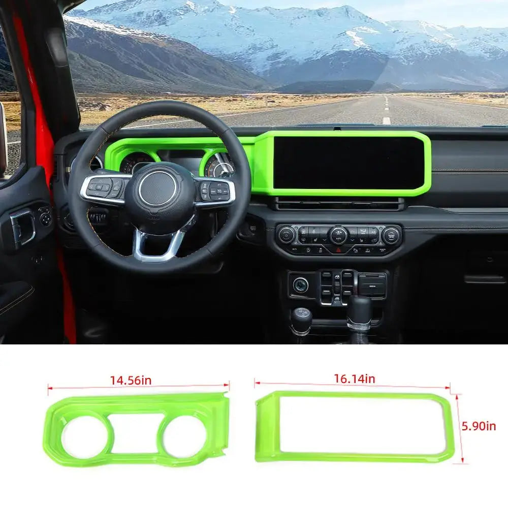 RT-TCZ 2x Dashboard Trim+Navigation Panel Cover Kit For Jeep Wrangler ...