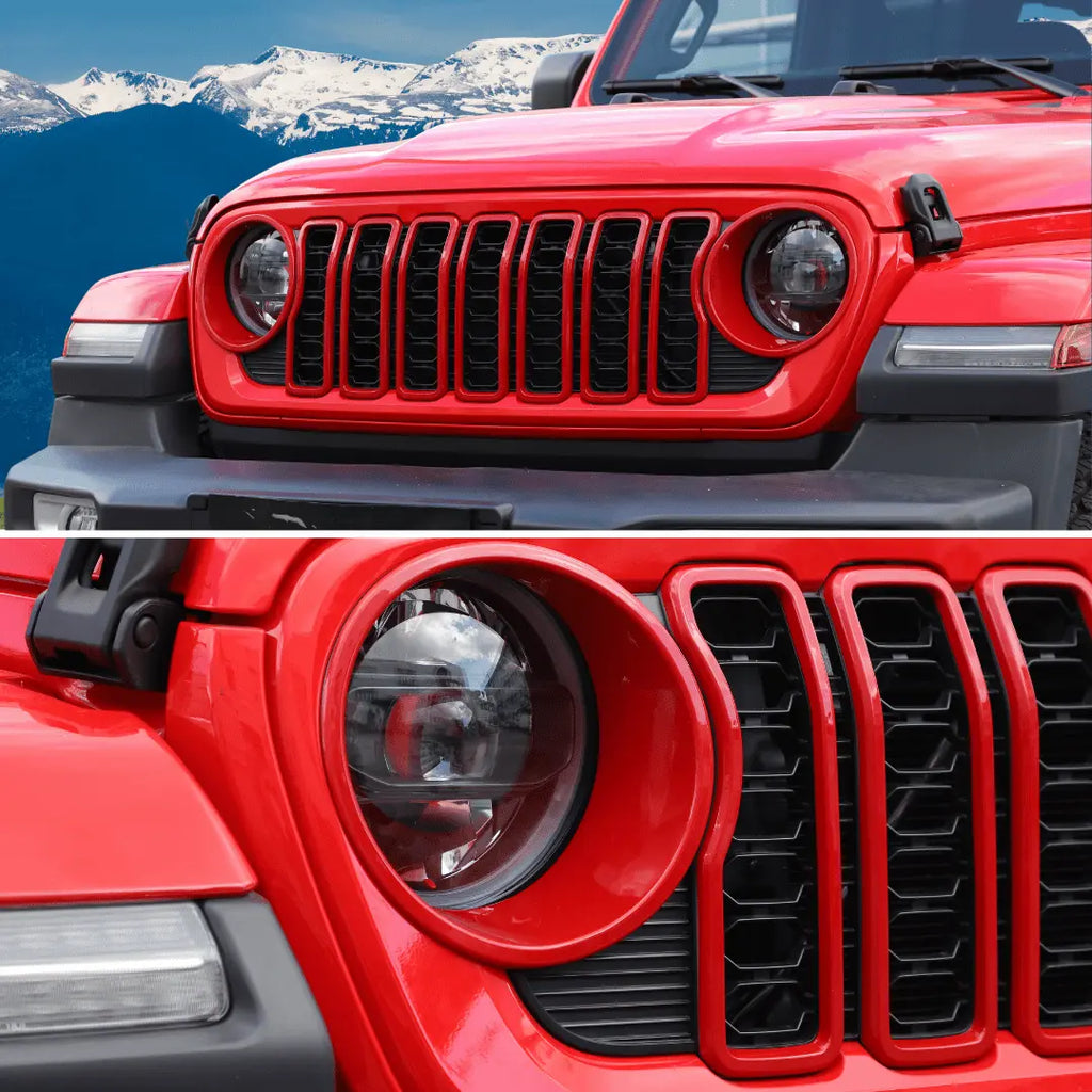 RT-TCZ Grill Insert+Front Headlight Cover Trim For Jeep Wrangler JL ...