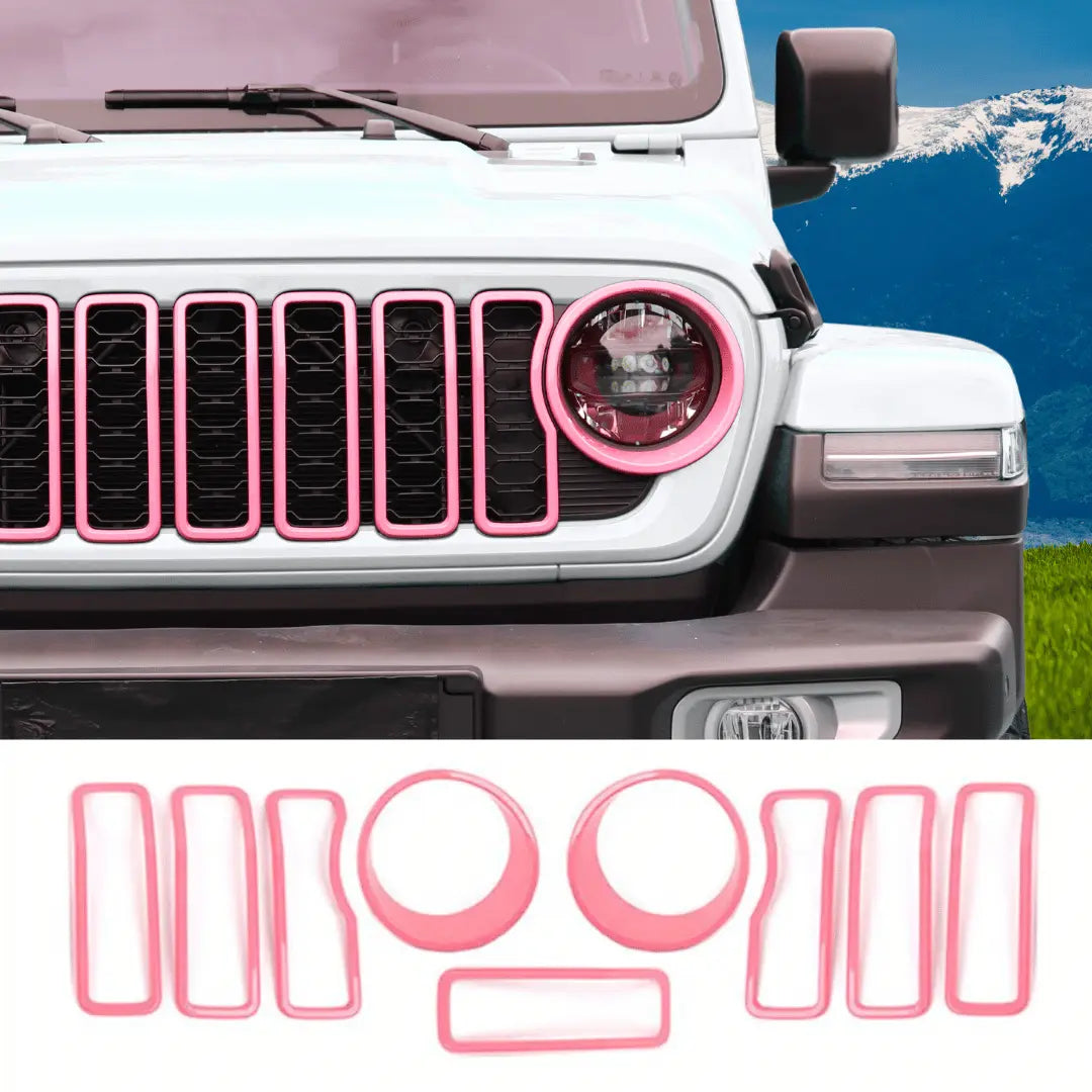 RT-TCZ Grill Insert+Front Headlight Cover Trim For Jeep Wrangler JL ...