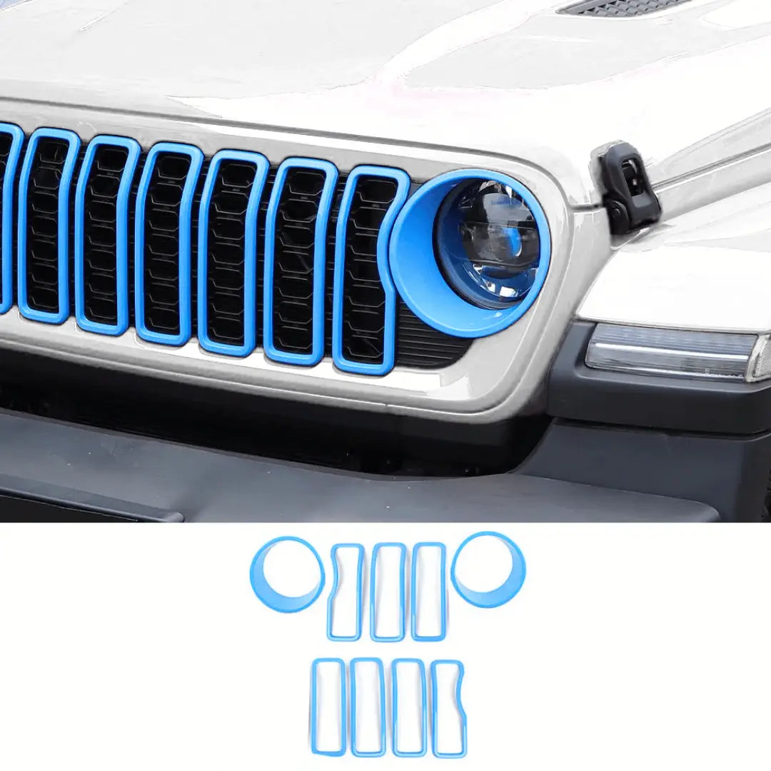 RT-TCZ Grill Insert+Front Headlight Cover Trim For Jeep Wrangler JL ...