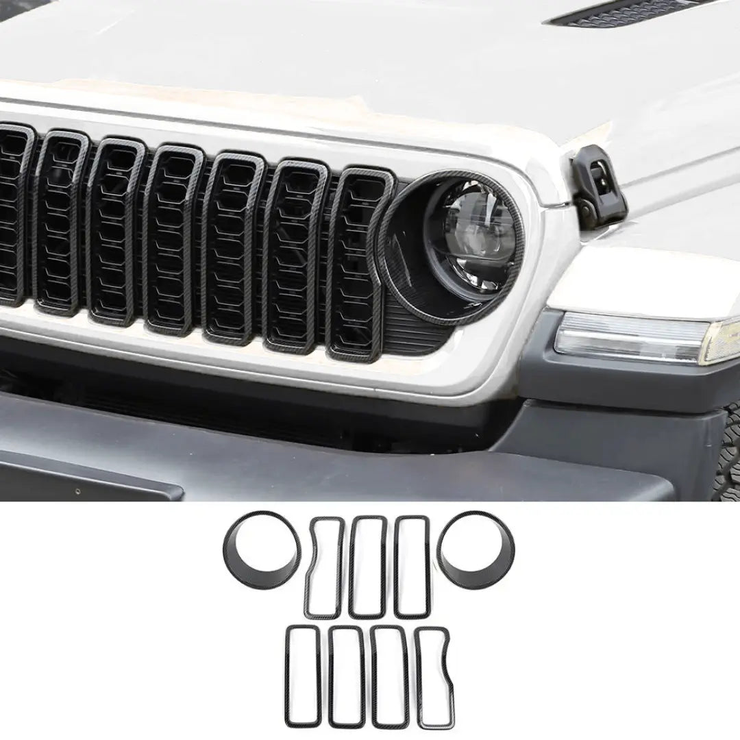 RT-TCZ Grill Insert+Front Headlight Cover Trim For Jeep Wrangler JL ...