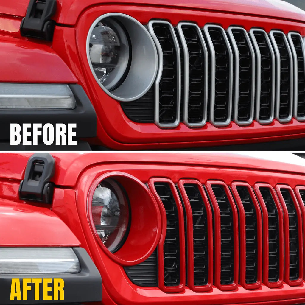 RT-TCZ Grill Insert+Front Headlight Cover Trim For Jeep Wrangler JL ...