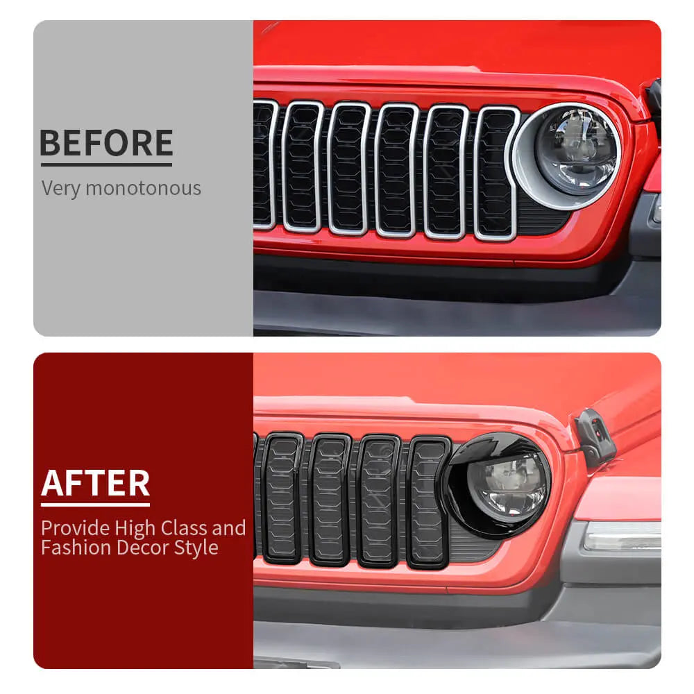 For 2024+ Jeep Wrangler JL/Gladiator JT Front Bird Headlight & Grille ...