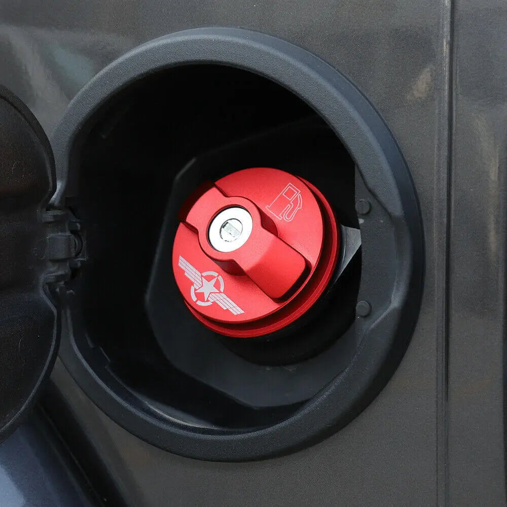 RT-TCZ Red Fuel Filler Cover Gas Tank Cap for Jeep Wrangler JK JKU JL ...