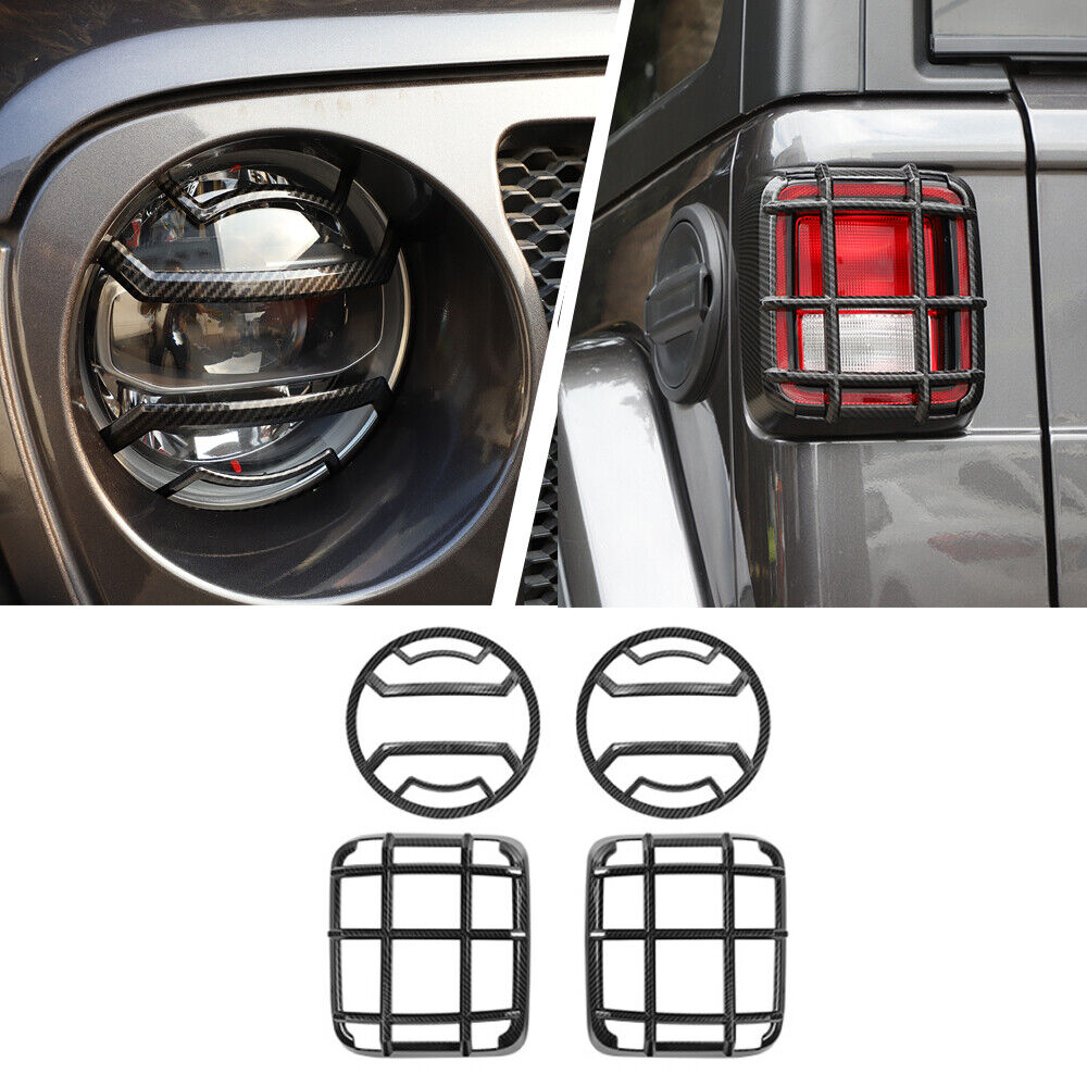 RT-TCZ Headlight&Rear Tail Light Lamp Cover Trim For Jeep Wrangler JL 18+